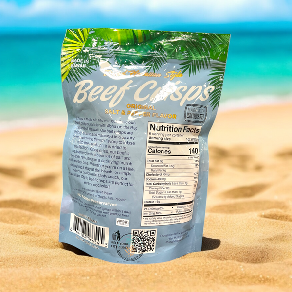 Hawaiian Beef Crisps – Salt & Pepper Flavor – Crispy, High-Protein Sna
